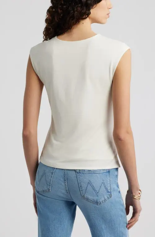 Nordstrom Twist Front Cap-sleeve T-shirt - Ivory Tofu
