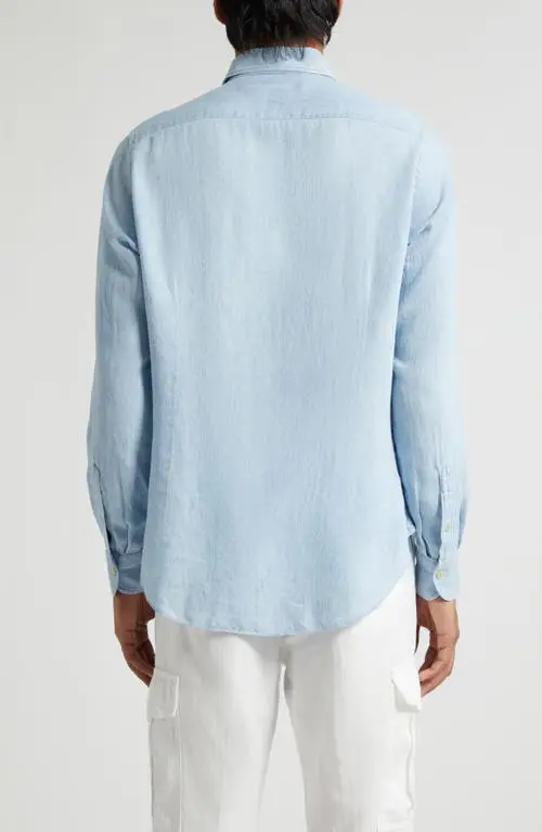 Eleventy Lyocell & Linen Button-up Shirt - 08 Denim