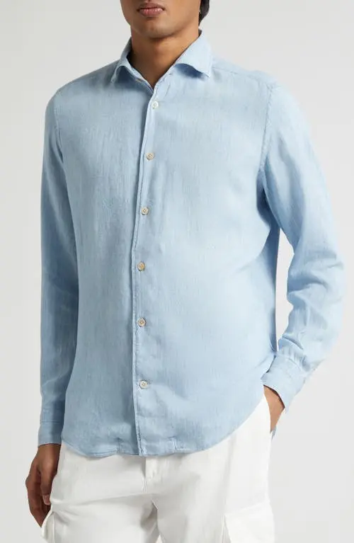 Eleventy Lyocell & Linen Button-up Shirt - 08 Denim
