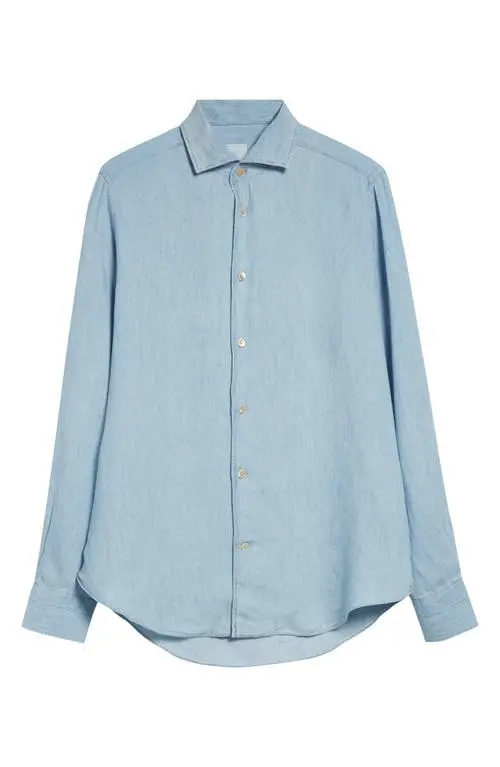 Eleventy Lyocell & Linen Button-up Shirt - 08 Denim