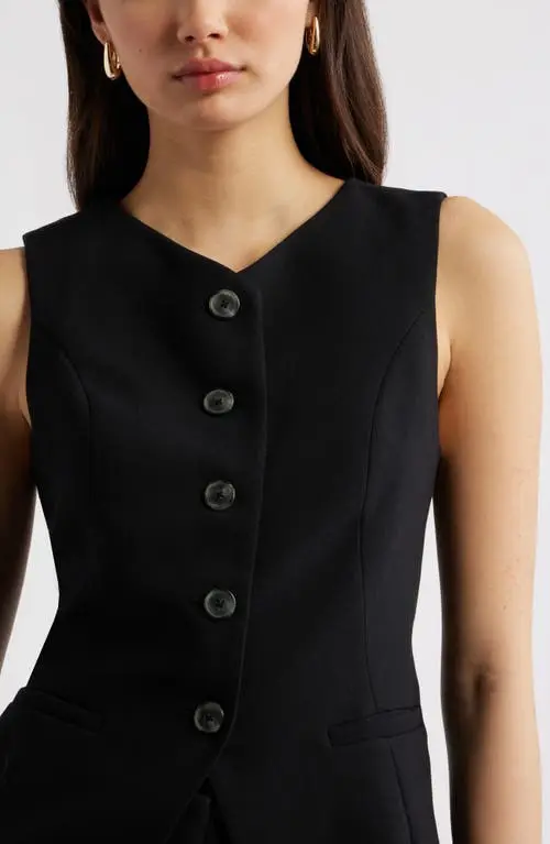 OPEN EDIT Icon Twill Waistcoat - Black