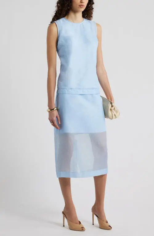 Nordstrom Organza Overlay Midi Pencil Skirt - Blue Floaty