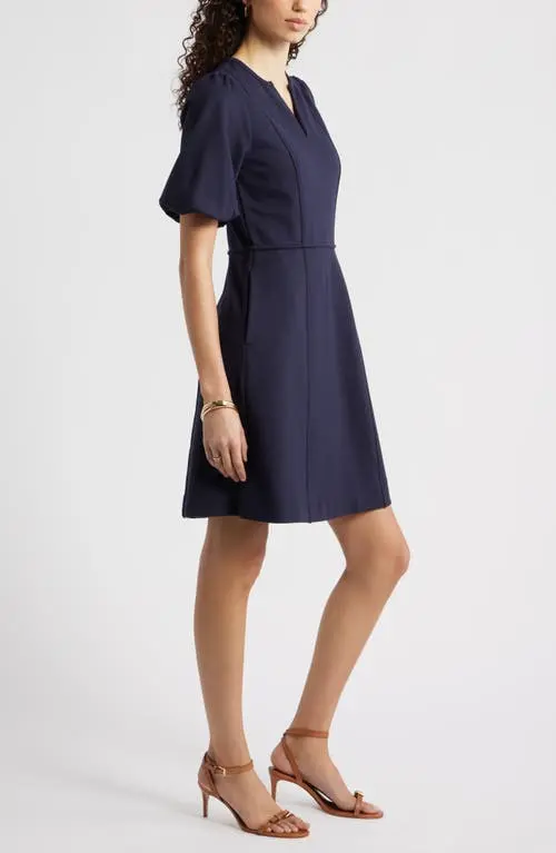 Caslon Puff Sleeve Ponte Dress - Navy Night