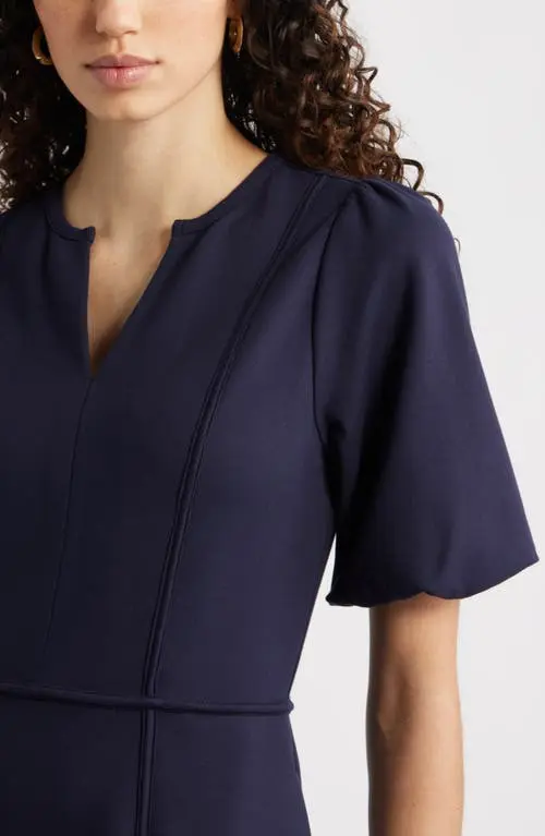 Caslon Puff Sleeve Ponte Dress - Navy Night