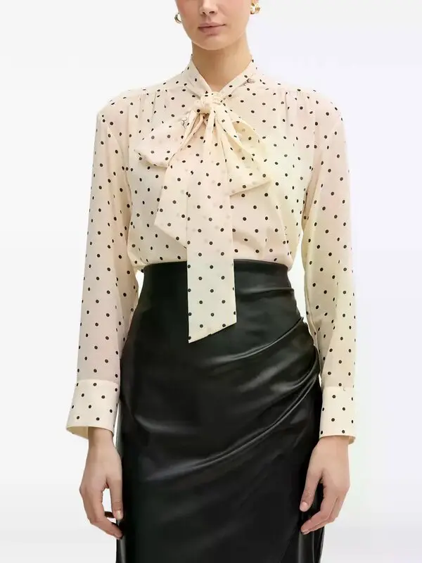 JOOP! Polka-dot Tie Blouse