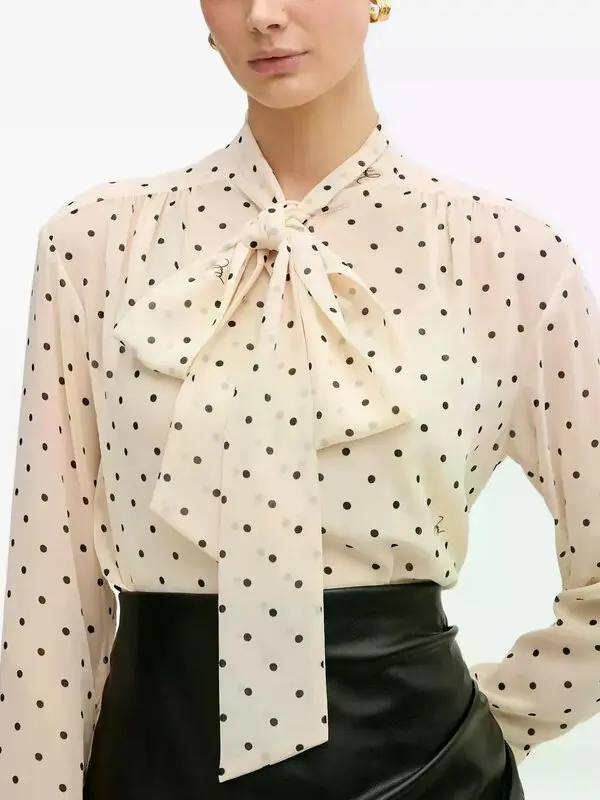 JOOP! Polka-dot Tie Blouse