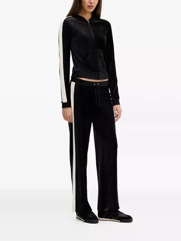 Juicy Couture Velour Zip-up Hoodie With Side Stripes