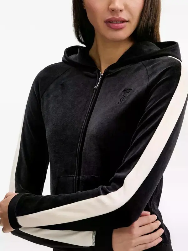 Juicy Couture Velour Zip-up Hoodie With Side Stripes