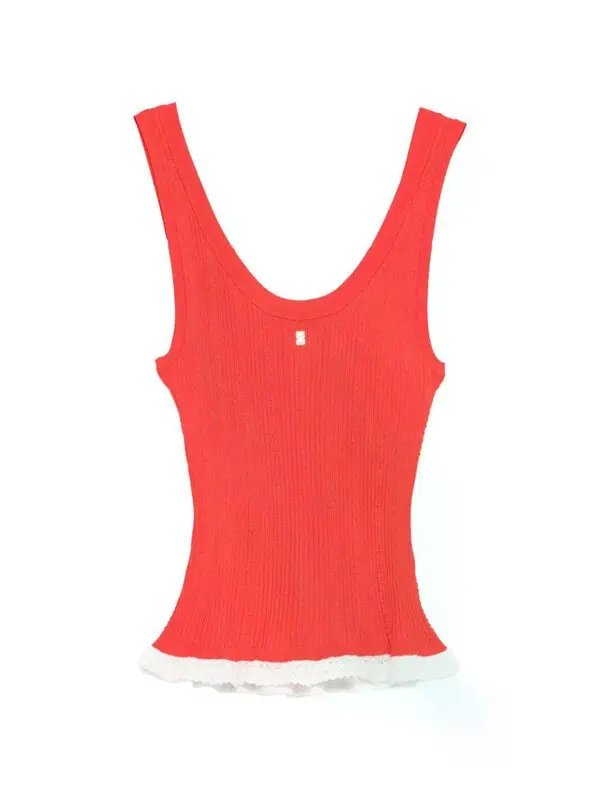 Sandro Lace Ribbed Knit Tank Top