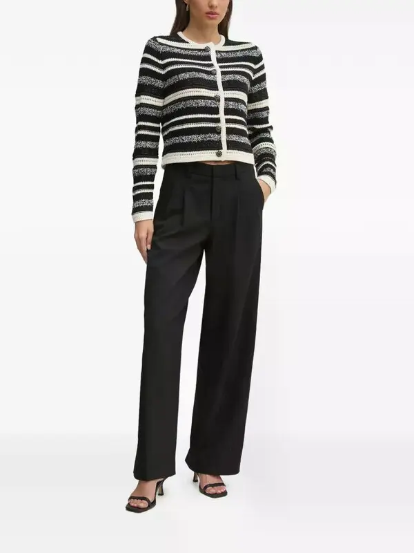 OUI Striped Button-front Cardigan
