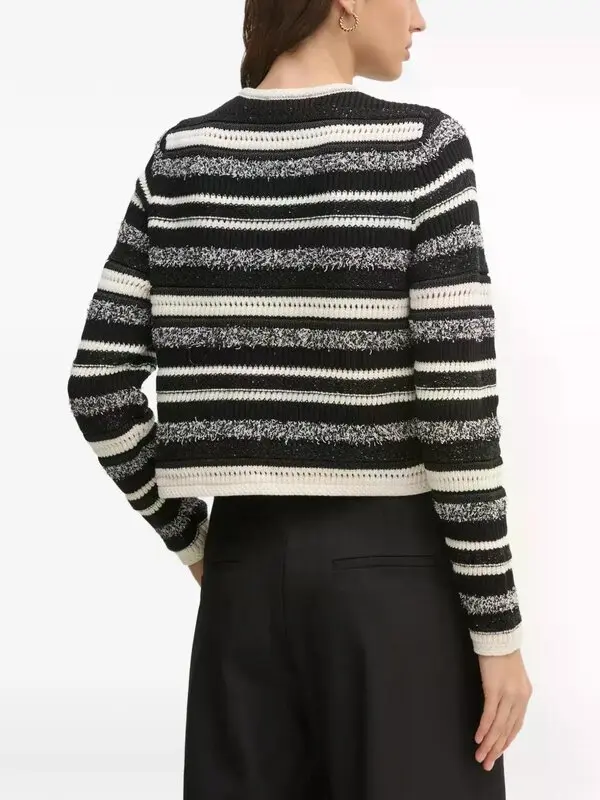 OUI Striped Button-front Cardigan