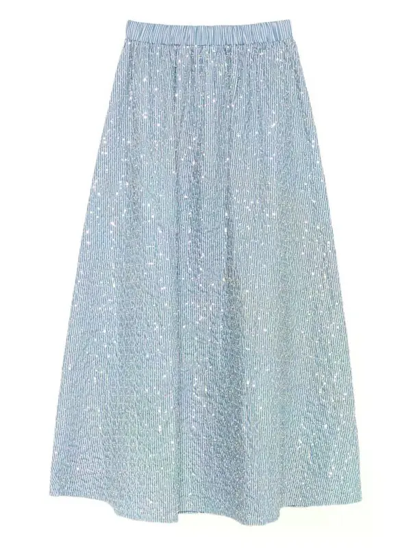 Sandro Maxi Striped Sequined Skirt - Blue