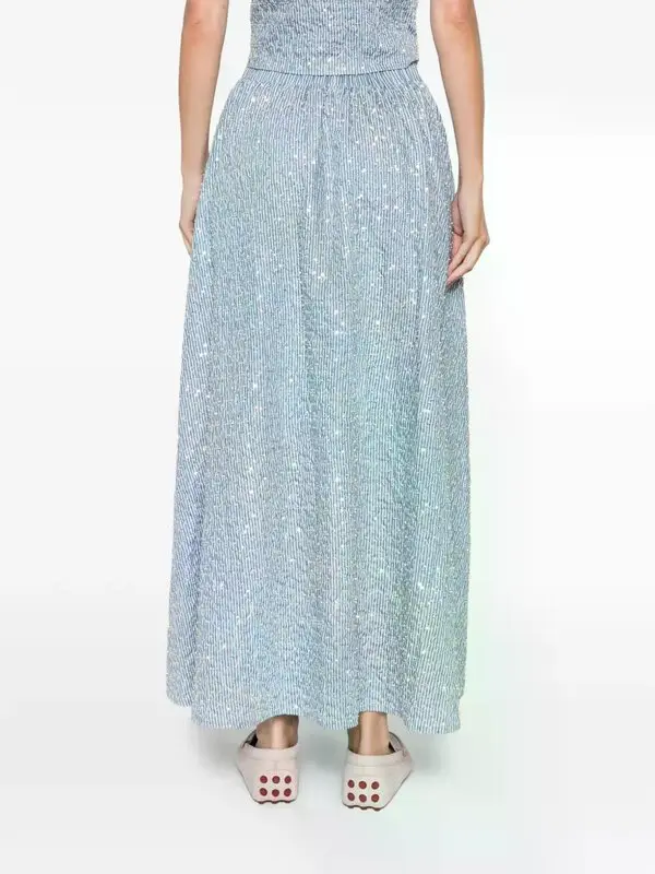 Sandro Maxi Striped Sequined Skirt - Blue