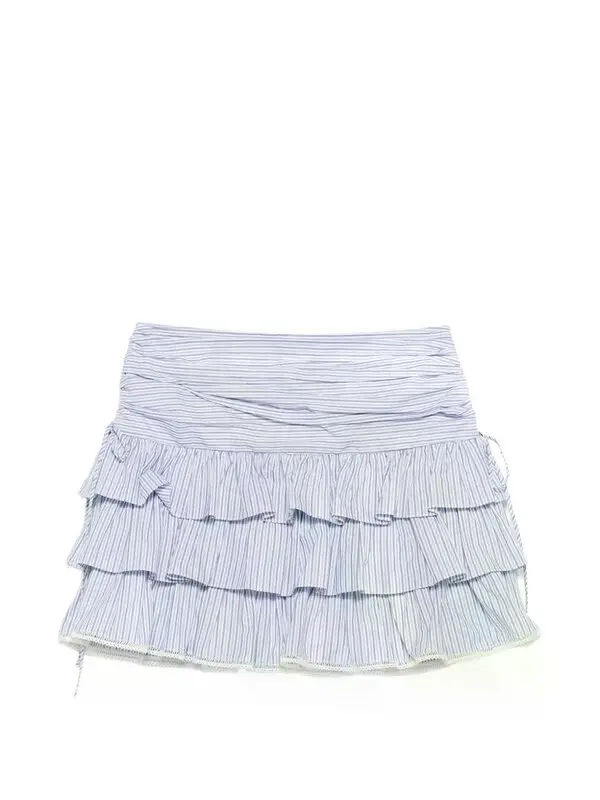 Sandro Striped Ruffle Mini Skirt - Blue
