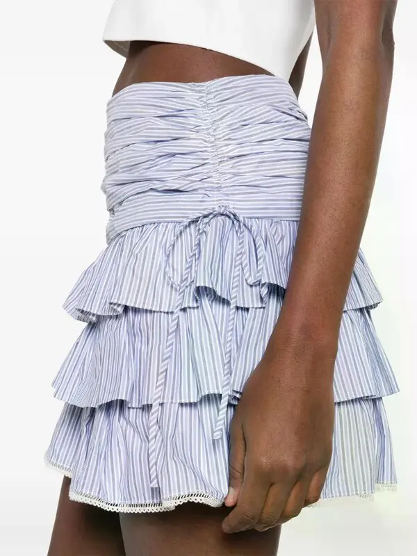 Sandro Striped Ruffle Mini Skirt - Blue