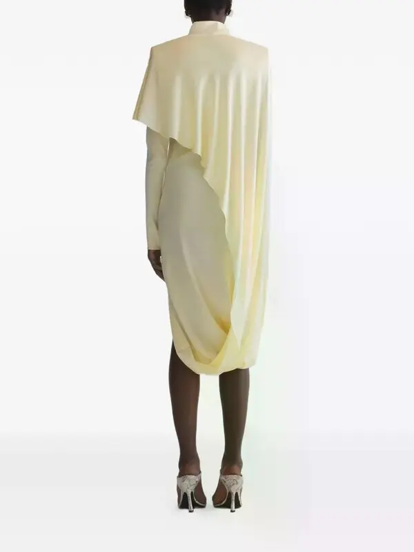 MUGLER Draped High-neck Midi Dress - Neutrals