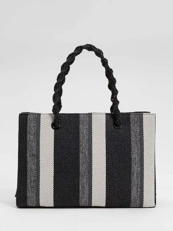 TWINSET Striped Tote Bag With Twisted Handles