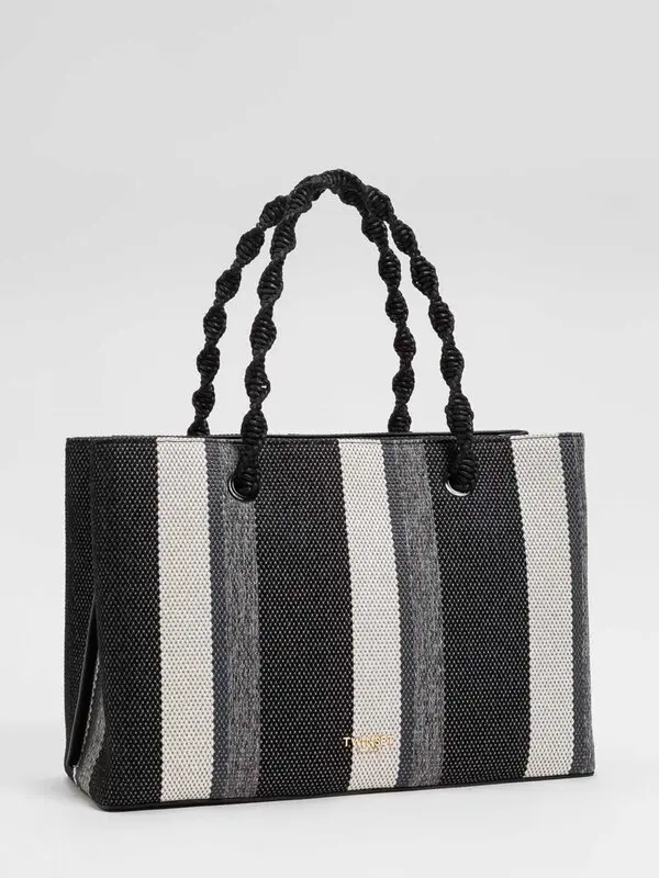 TWINSET Striped Tote Bag With Twisted Handles