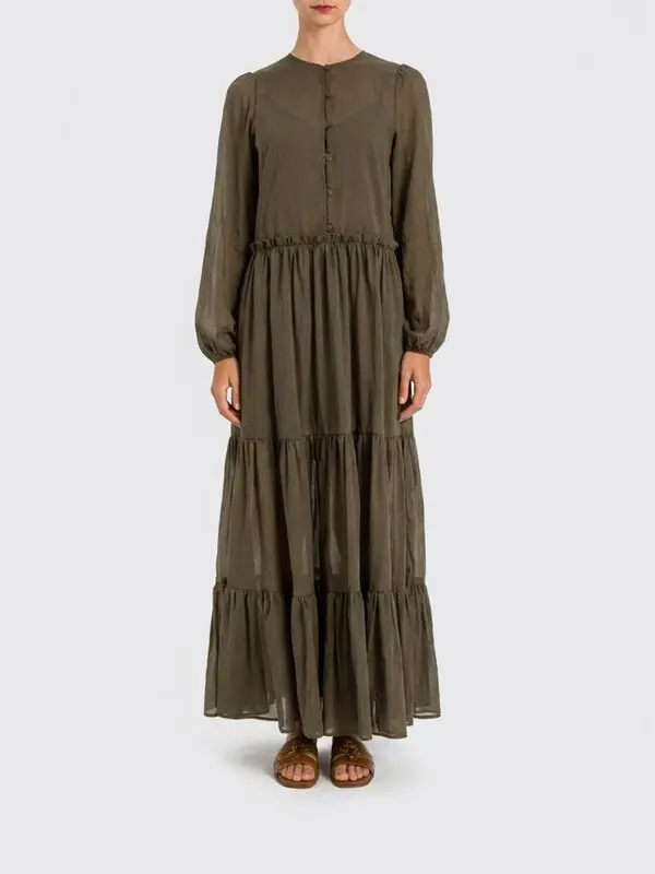 TWINSET Long Sleeve Cotton Dress - Green