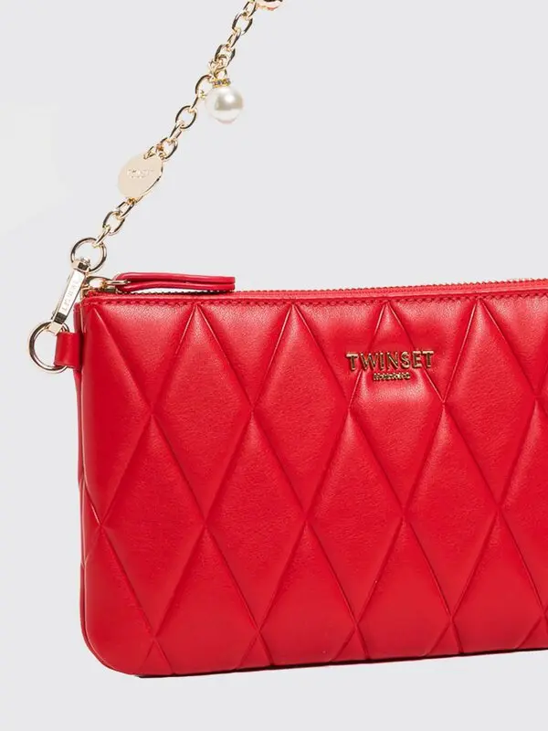 TWINSET Quilted Shoulder Bag With Chain Strap And Pearl Detail