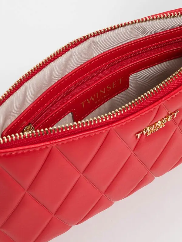 TWINSET Quilted Shoulder Bag With Chain Strap And Pearl Detail