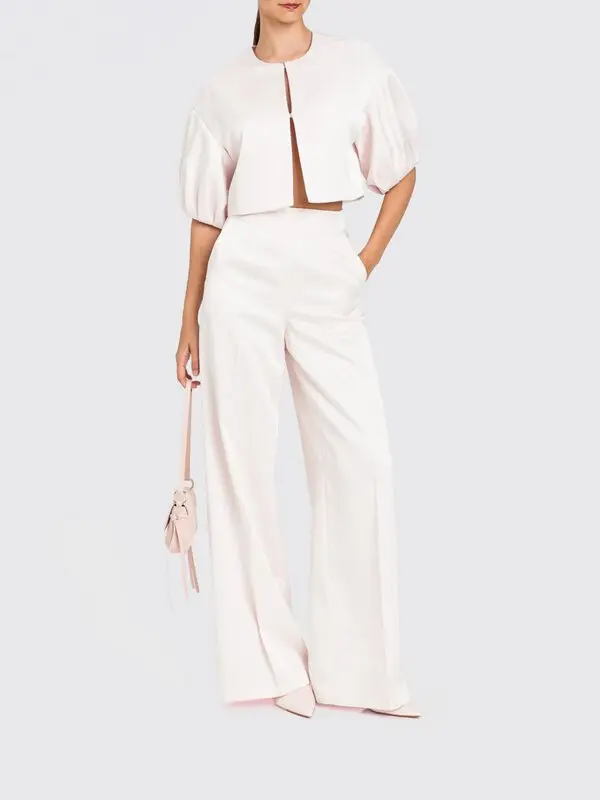 TWINSET Wide Leg Crêpe Trousers - Sand