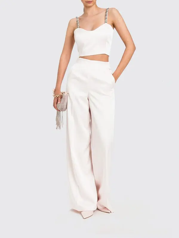 TWINSET Wide Leg Crêpe Trousers - Sand