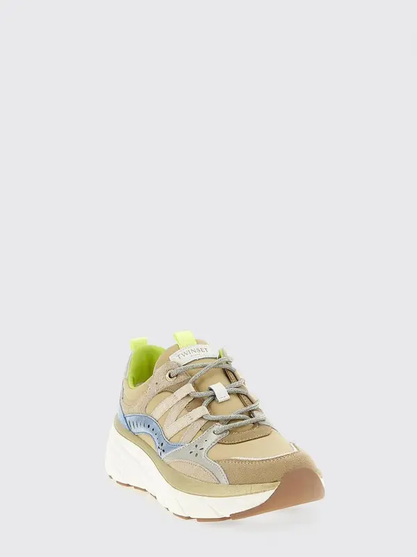 TWINSET Nylon And Suede Low Top Sneakers - Platinum