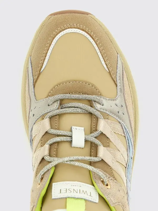 TWINSET Nylon And Suede Low Top Sneakers - Platinum