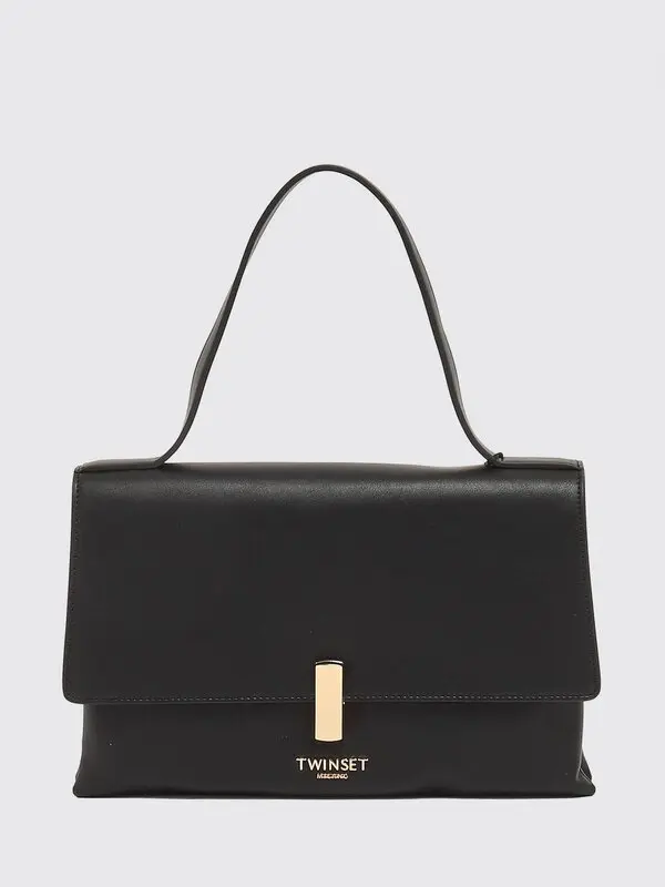 TWINSET Rectangular Synthetic Leather Bag With Buckle Closure And Top Handle - Black