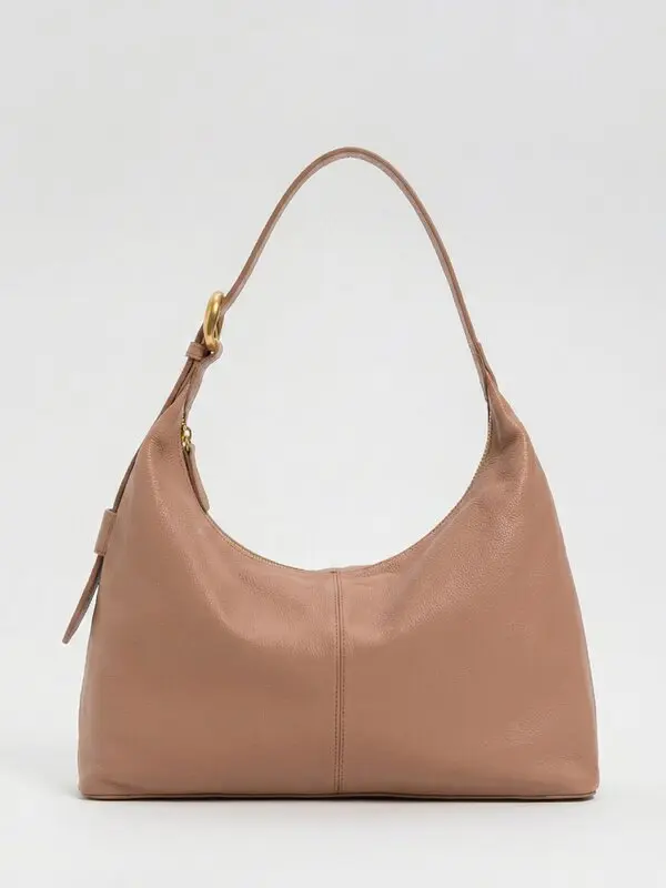 TWINSET Smooth Leather Hobo Bag - Coffee