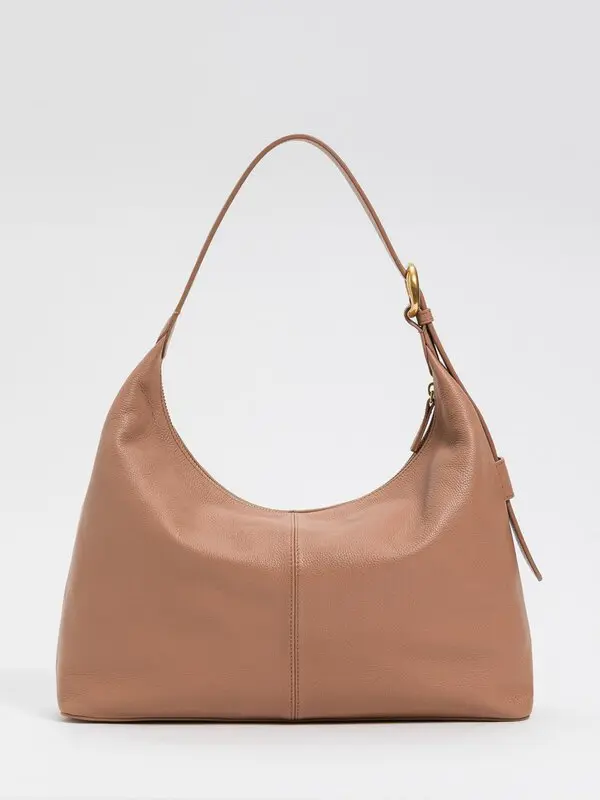 TWINSET Smooth Leather Hobo Bag - Coffee