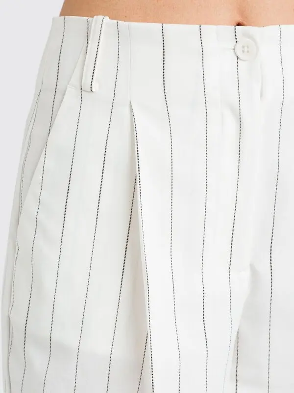 TWINSET Striped Viscose Blend Straight Trousers - White
