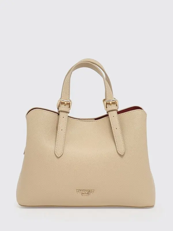 TWINSET Grained Synthetic Leather Satchel Bag - Sand