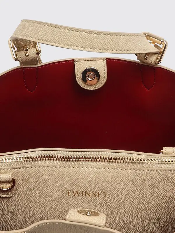 TWINSET Grained Synthetic Leather Satchel Bag - Sand