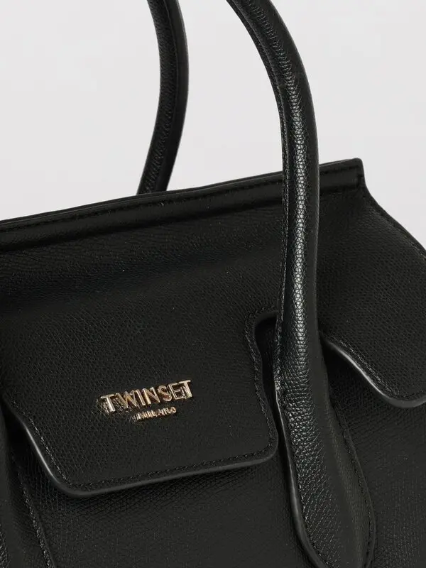 TWINSET Grained Faux Leather Top Handle Bag - Black