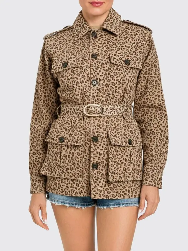 TWINSET Leopard Print Belted Utility Jacket - Coffee