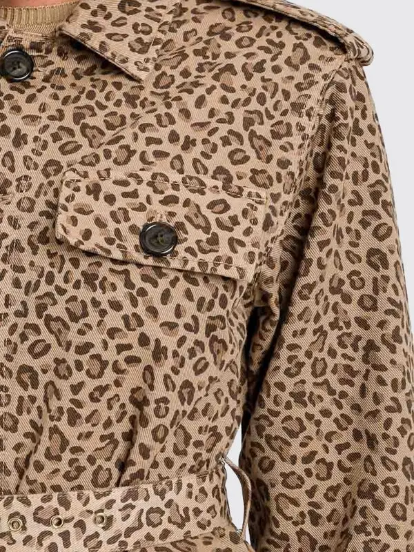TWINSET Leopard Print Belted Utility Jacket - Coffee