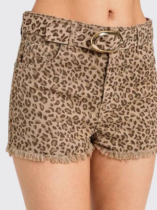 TWINSET Animal Print Cotton Shorts