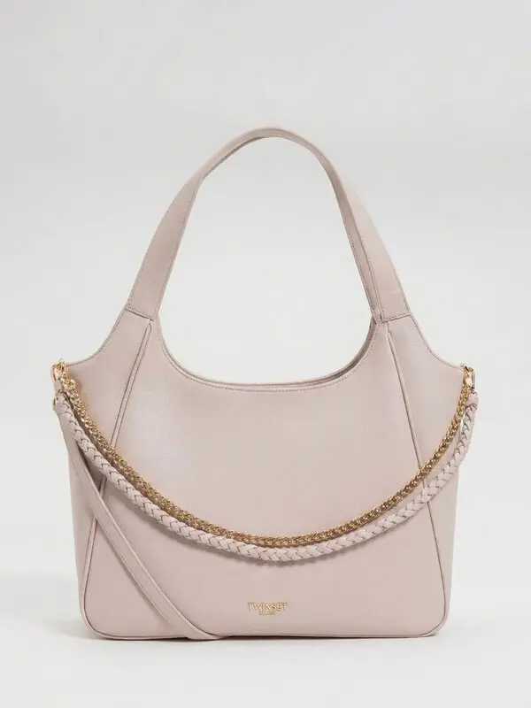 TWINSET Faux Leather Handbag With Chain Detail