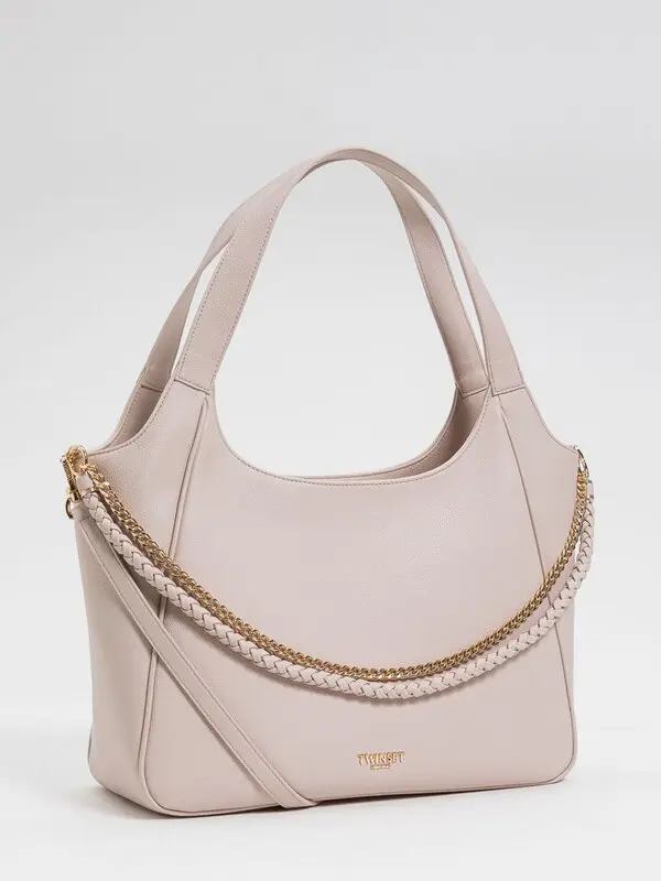 TWINSET Faux Leather Handbag With Chain Detail