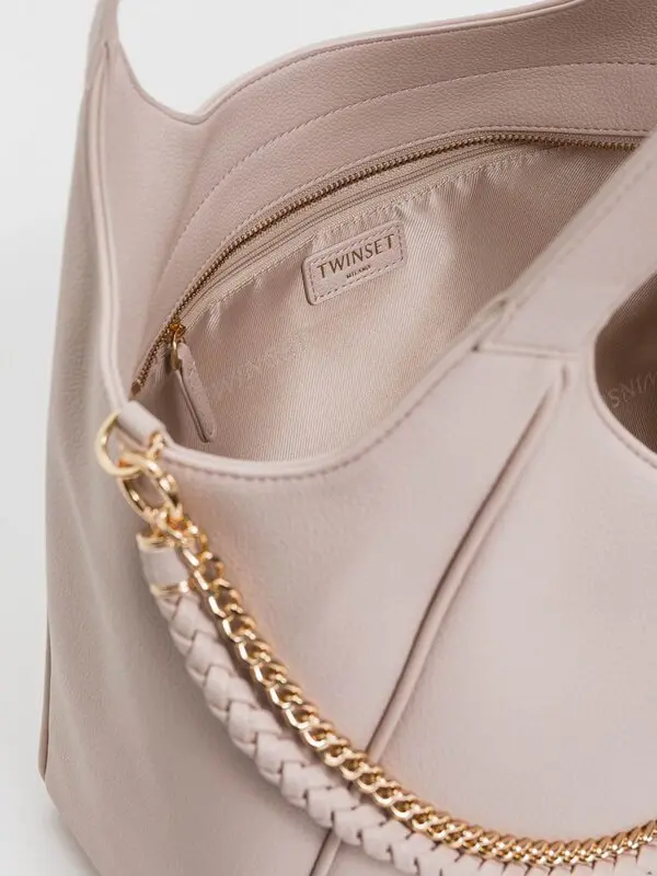 TWINSET Faux Leather Handbag With Chain Detail