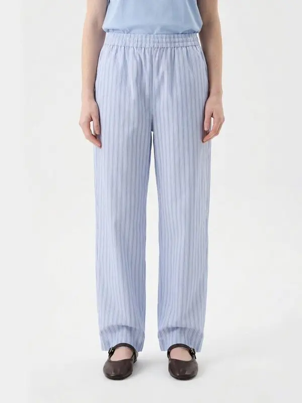 ROTATE BY BIRGER CHRISTENSEN Striped Cotton Palazzo Trousers - Blue