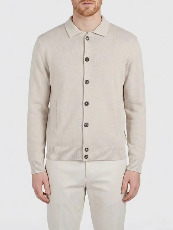 Eleventy Collared Button-up Sweater - Sand