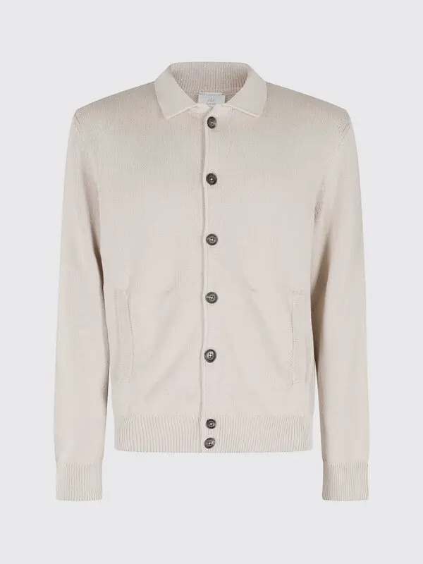 Eleventy Collared Button-up Sweater - Sand