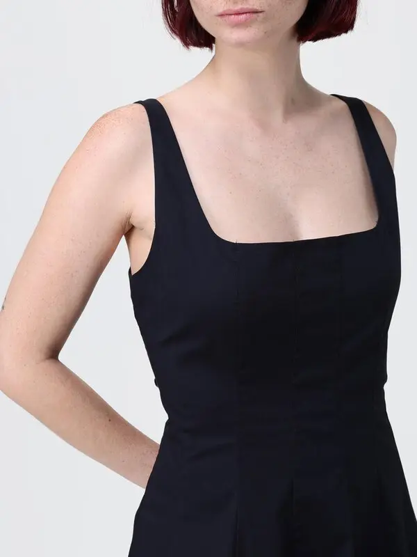 Staud Square Neck Midi Dress - Black