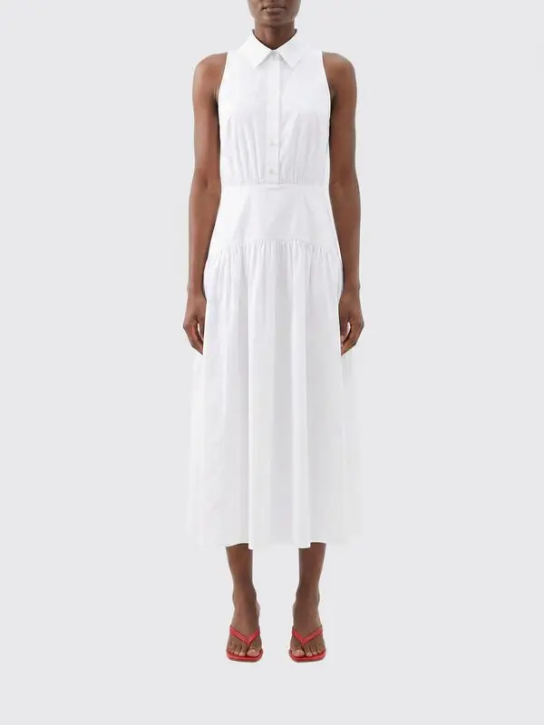 Staud Sleeveless Flared Midi Shirtdress - White