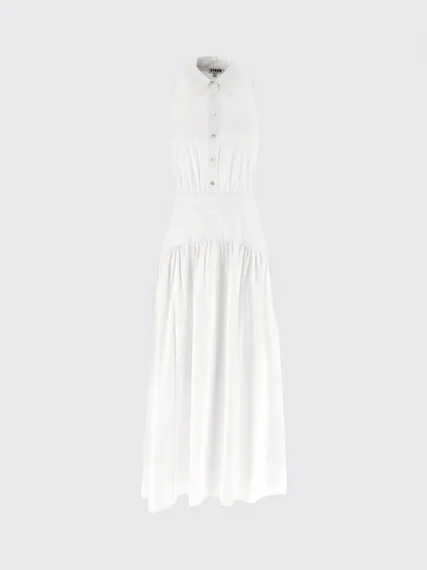 Staud Sleeveless Flared Midi Shirtdress - White