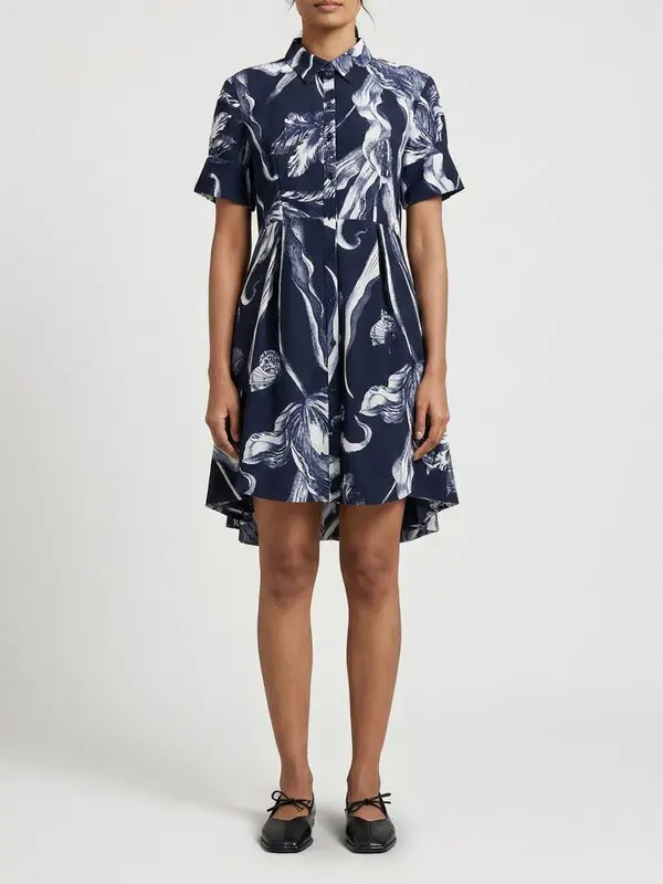 Erdem Floral Cotton Blend Shirt Dress - Blue