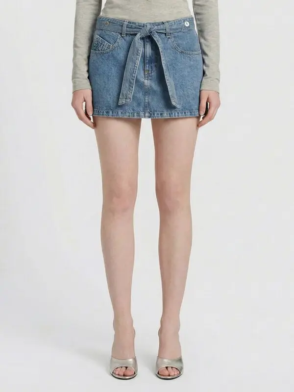 Attico Belted Denim Mini Skirt